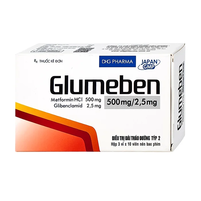 Glumeben 500mg/2,5mg Dhg (3 vỉ x 10 viên) - Điều trị đái tháo đường týp ...